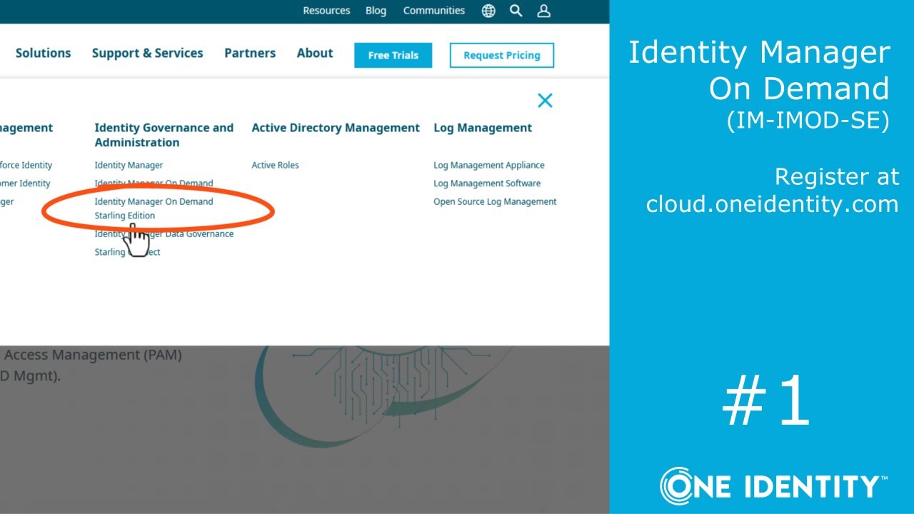 On Demand Services | #2 IMOD-SE | (1) Register at cloud.oneidentity.com ...