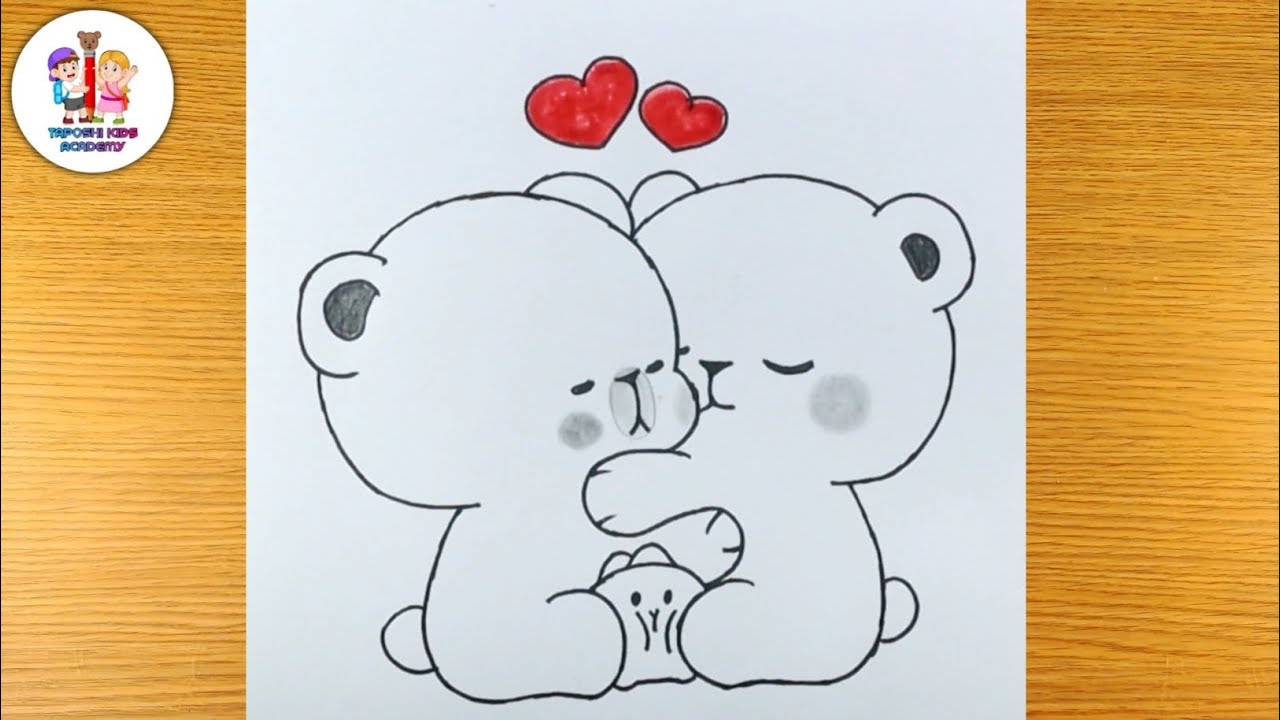 Two cute bear love each other drawing | animals drawing ...