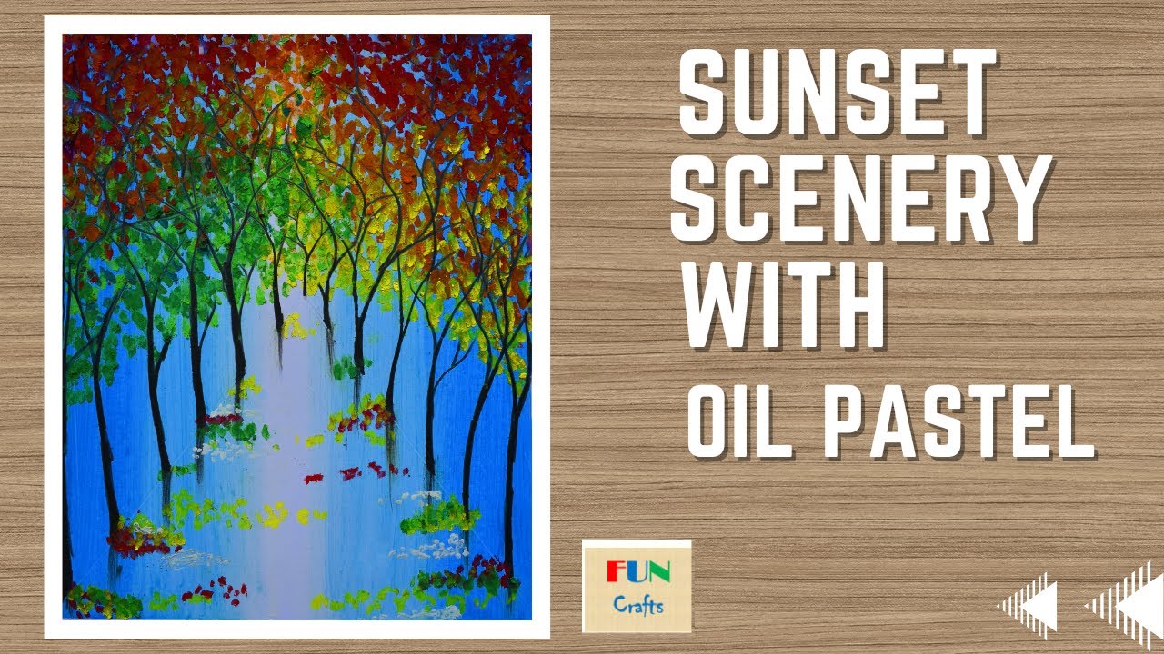 Oil Pastel Forest Scenery Drawing // Forest Scenery with Oil Pastel ...