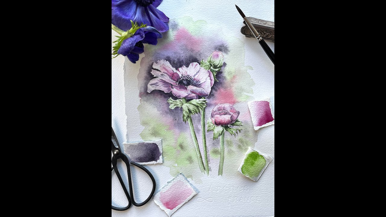 Beautiful flower tutorial in watercolor , part 2 - YouTube