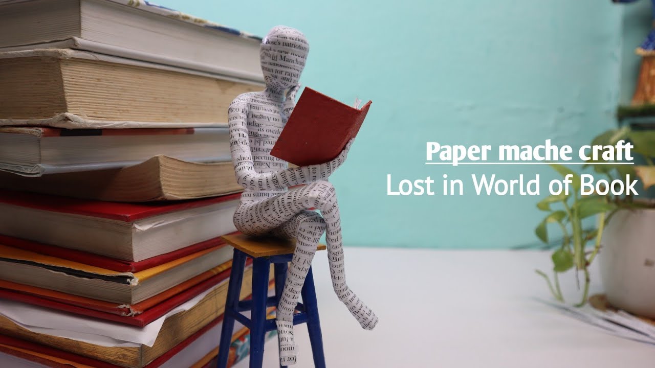 Paper mache Reading sculpture | unique DIY Newspaper Craft ideas, Art ...