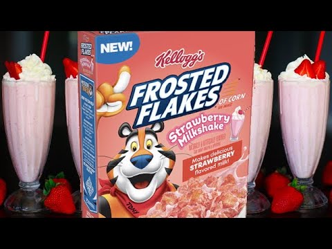 Frosted Flakes Strawberry Milkshake Cereal Tasting - YouTube