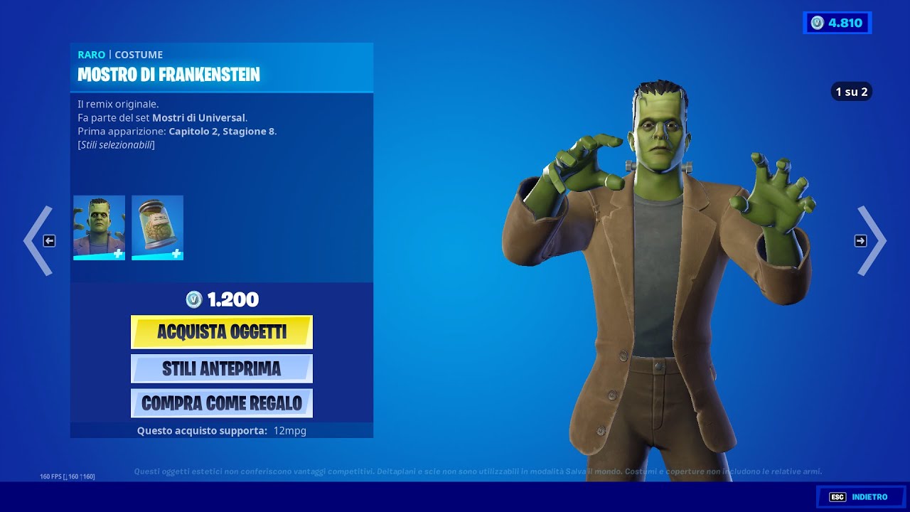 Fortnite Negozio Oggetti *NUOVA SKIN MOSTRO DI FRANKENSTEIN*[6 Ottobre ...