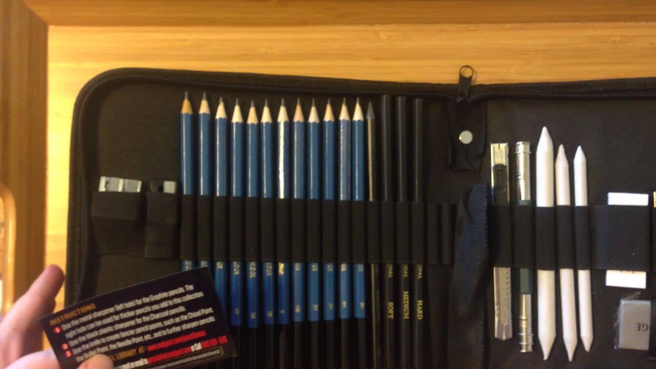 Review of NUDGE Da Vinci 33 Piece Sketch & Drawing Pencils Studio - YouTube