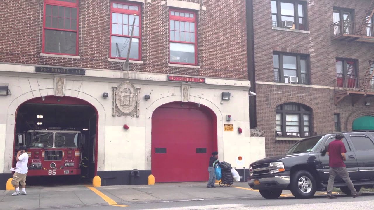 FDNY ENGINE 95 RESPONDING FROM QUARTERS IN THE INWOOD AREA OF MANHATTAN ...