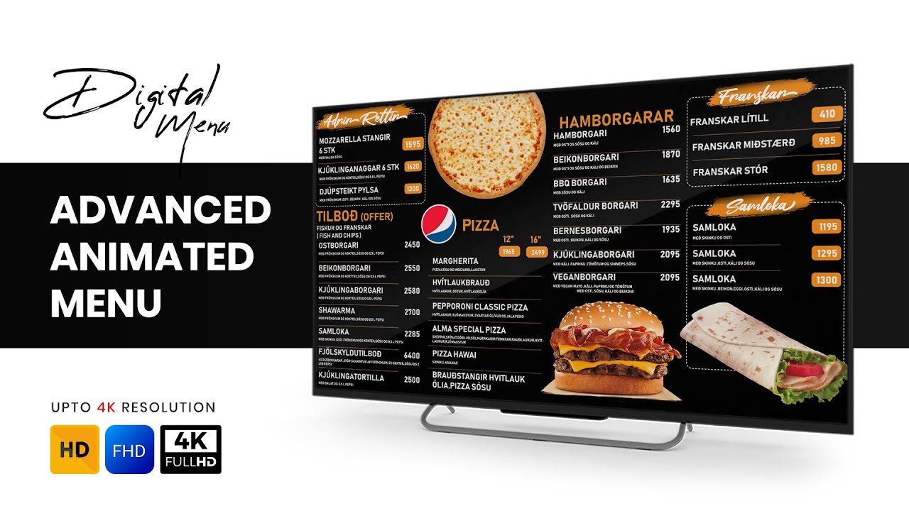 Restaurant Animated Menu | Advanced Digital Menu Board Animation (HD/4K ...
