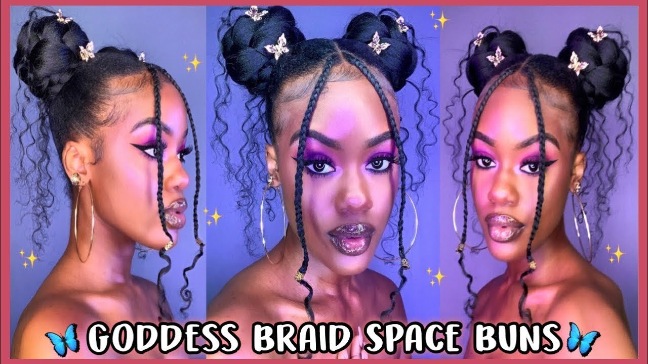 HOW TO: GODDESS BRAID SPACE BUNS 🦋 | Outre Braid Up Pre-Stretched ...