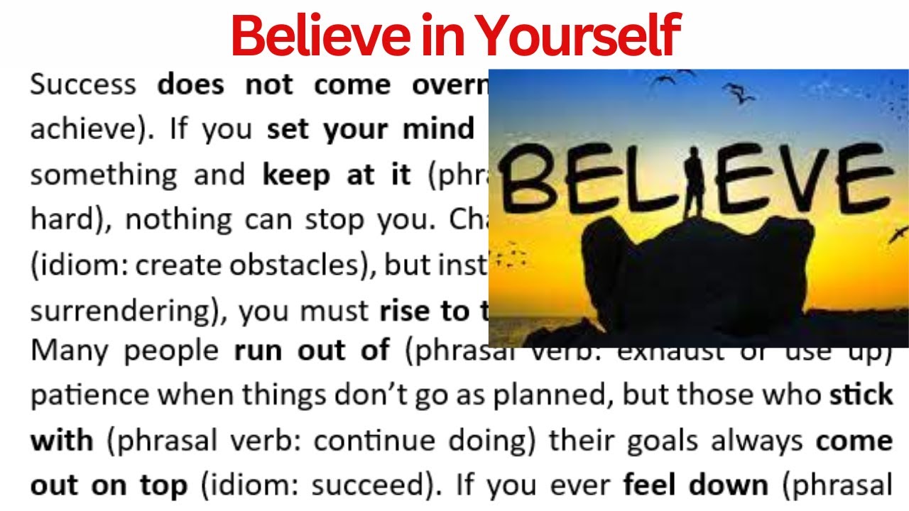 Believe in Yourself | Power of Self- Belief | Motivational Paragraph ...