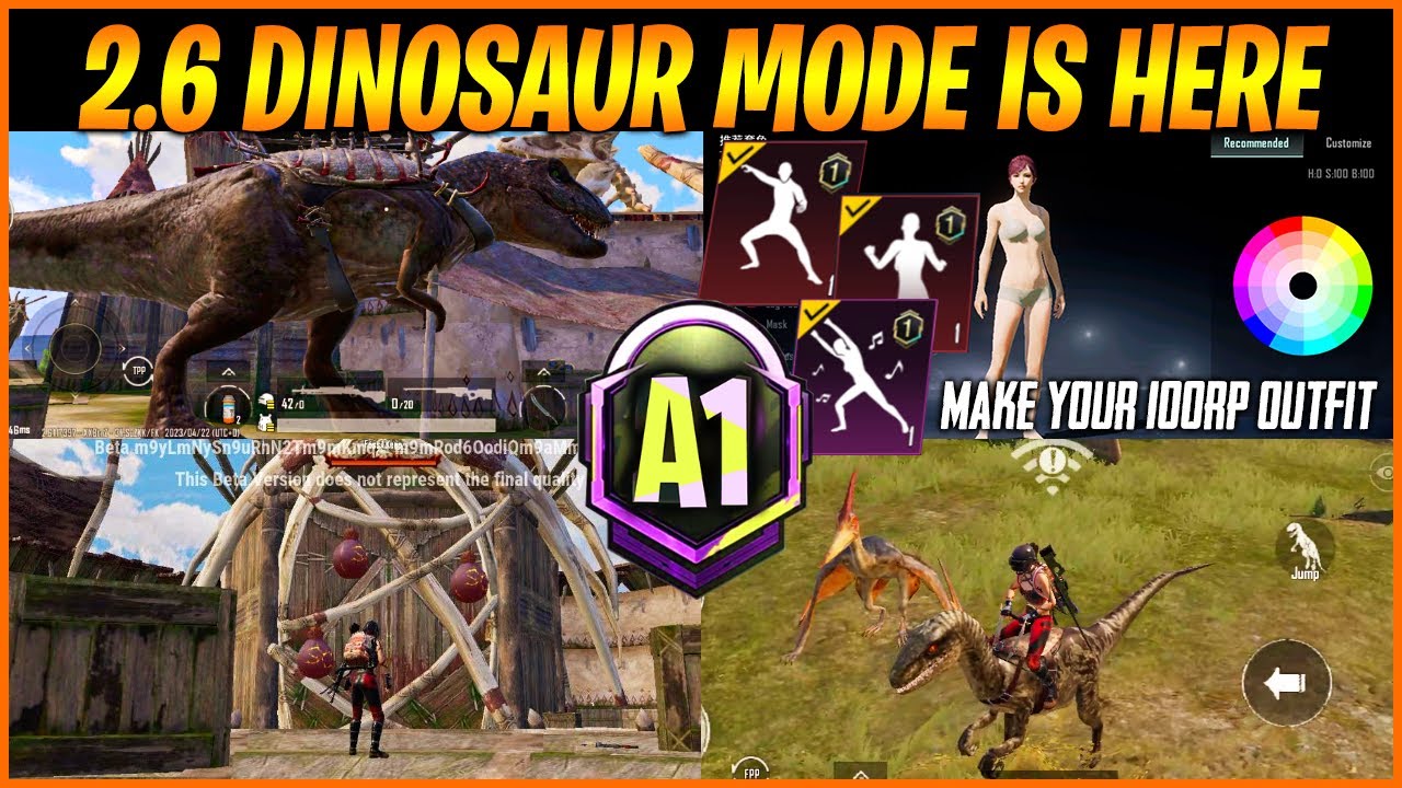 🔥Top Features Of Dinosaur Mode In 2.6 Update || 😍 Customize Your A1 Royal Pass 100 Level Outfit ...