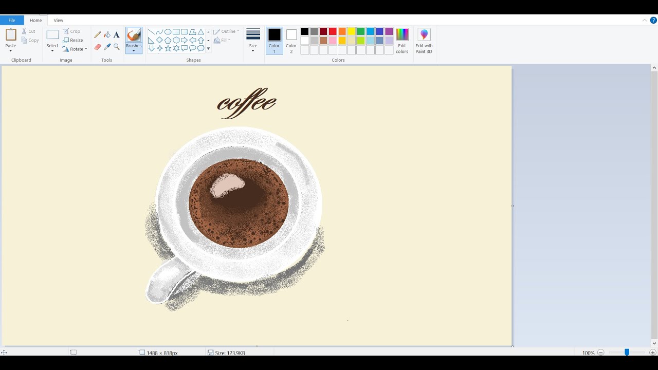 How to draw coffee cup using mspaint | paint in computer | how to draw ...