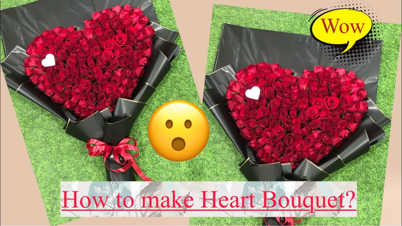 HUGE HEART BOUQUET | FULL OF RED ROSES. amazing 🤩. Watch thiss….. - YouTube