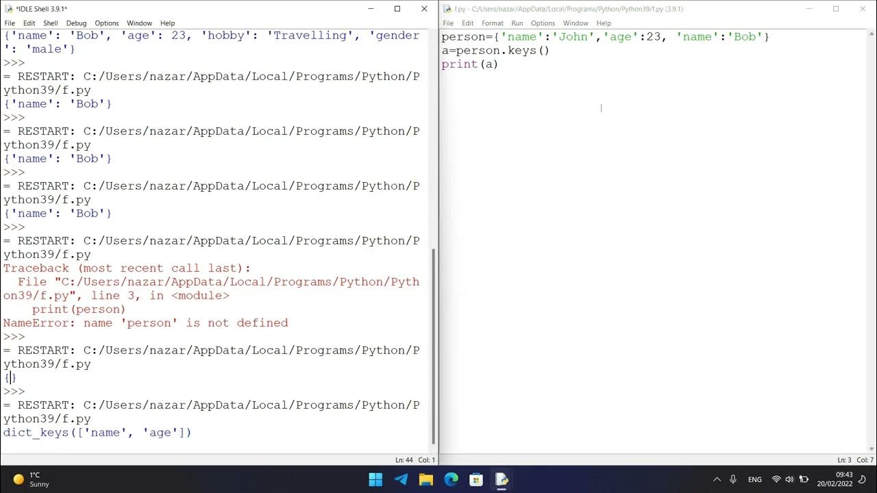 Python Tutorial Beginners - Dictionaries - YouTube