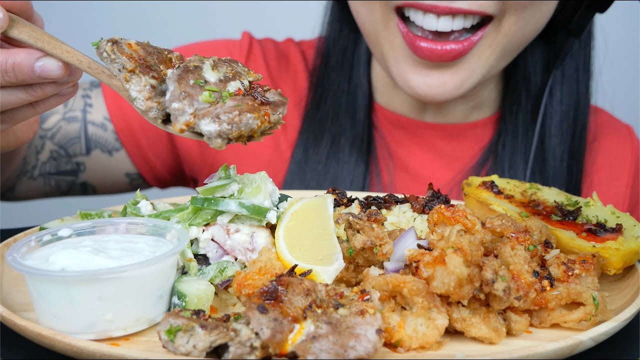 GREEK FOOD PLATTER (ASMR EATING SOUNDS) NO TALKING | SAS-ASMR - YouTube