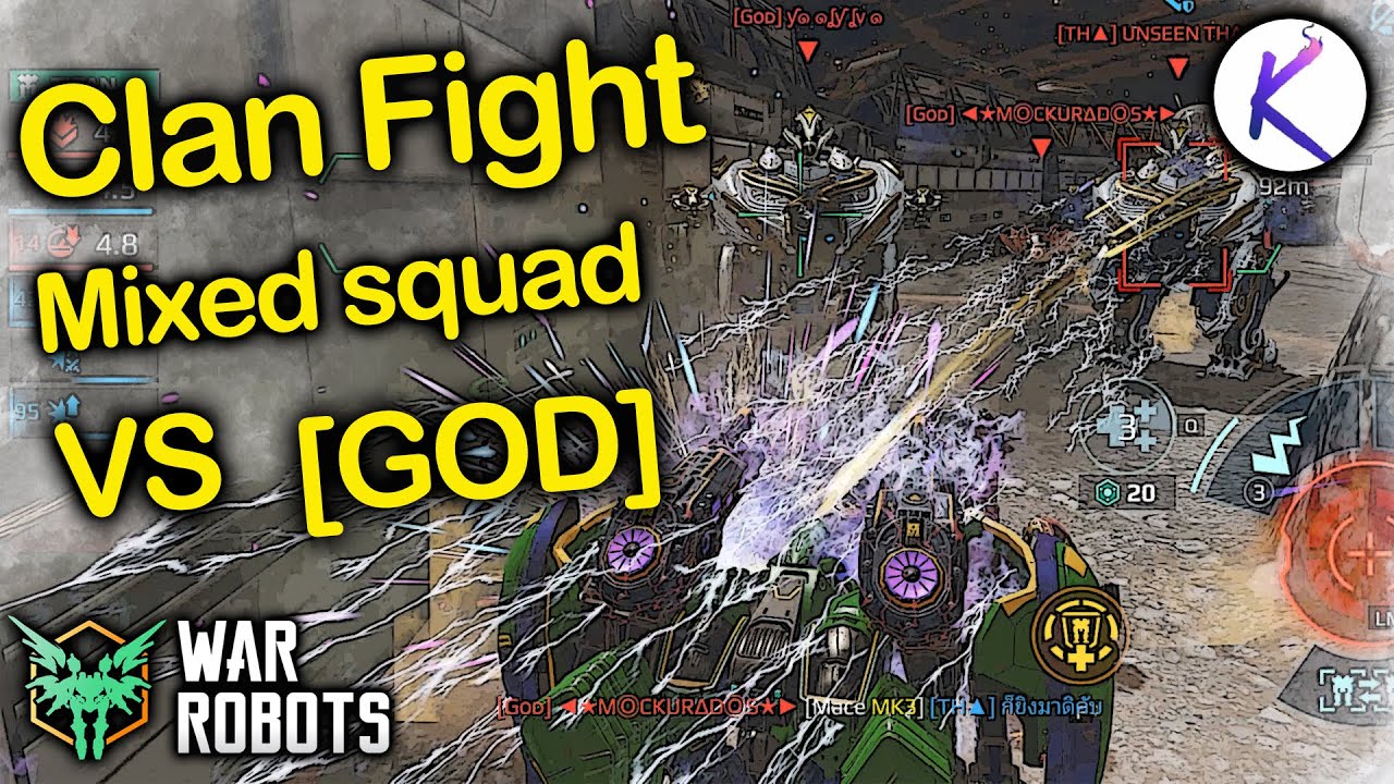 Mixed squad VS [GOD] War Robots Clan fight Seraph gameplay WR 8.4 new ...