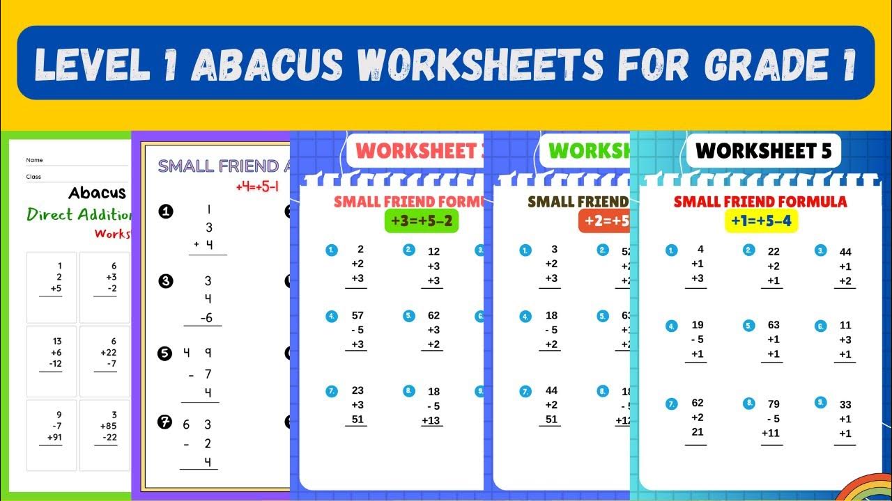 Abacus Level 1 |Finger Abacus Level 1 worksheets Small Friend all ...