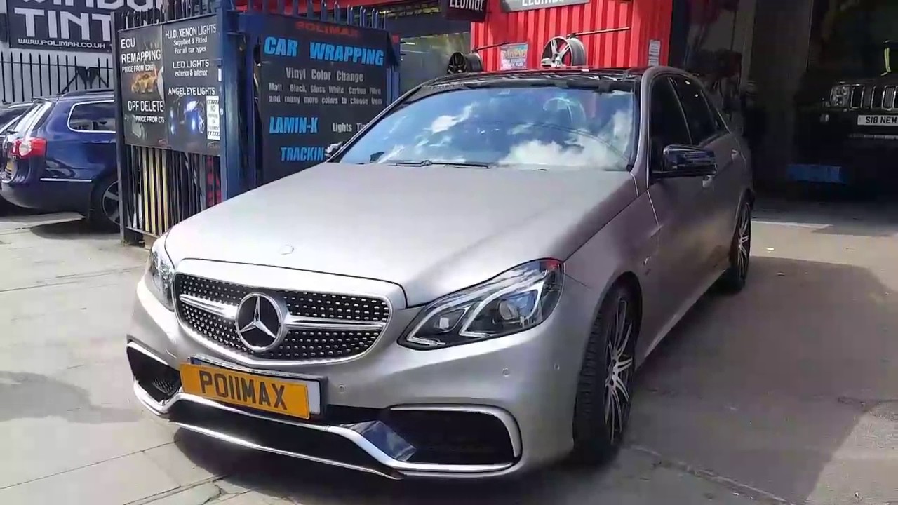 Mercedes E63 AMG wrapping is now finished in matte grey aluminium with ...