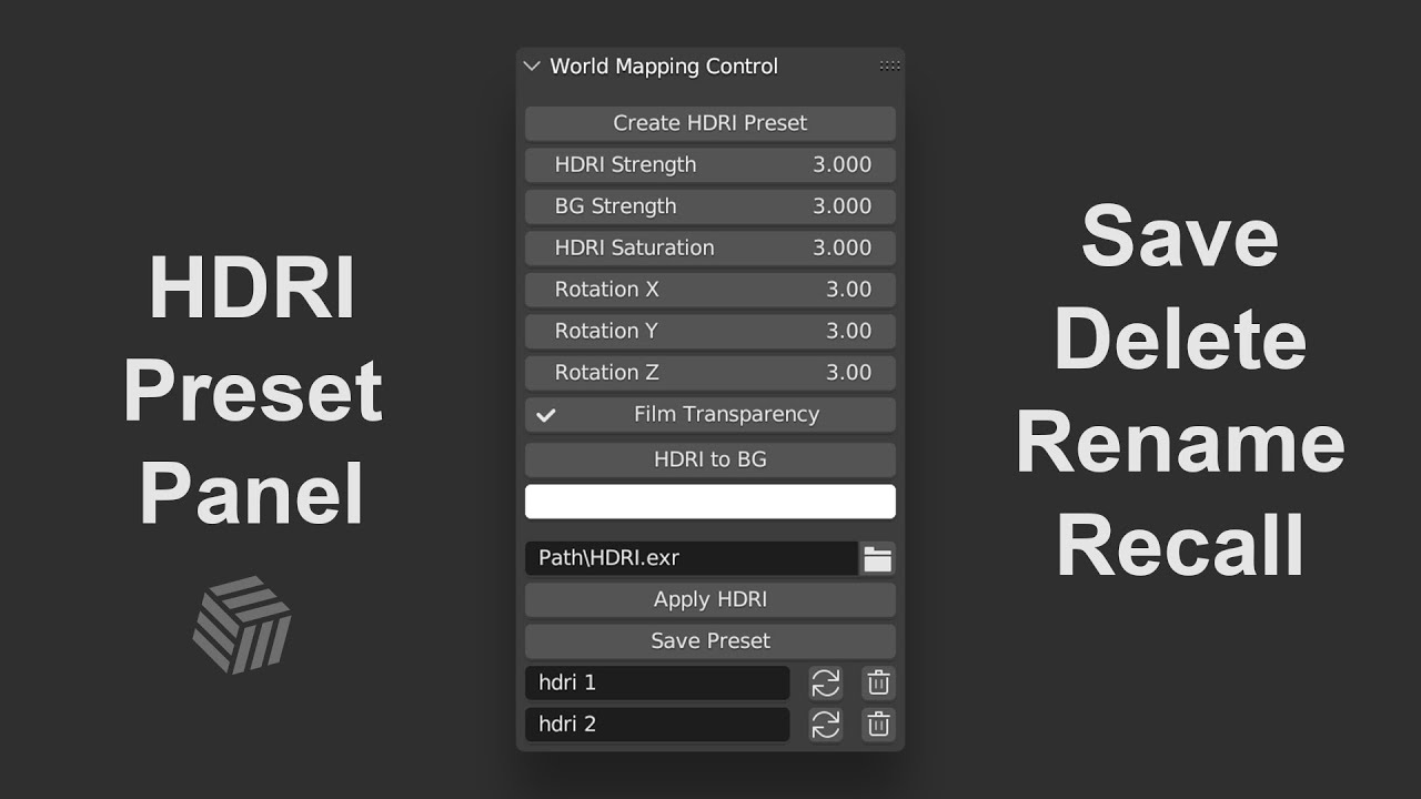 Blender Addon 3DPRS HDRI Presets Panel - YouTube