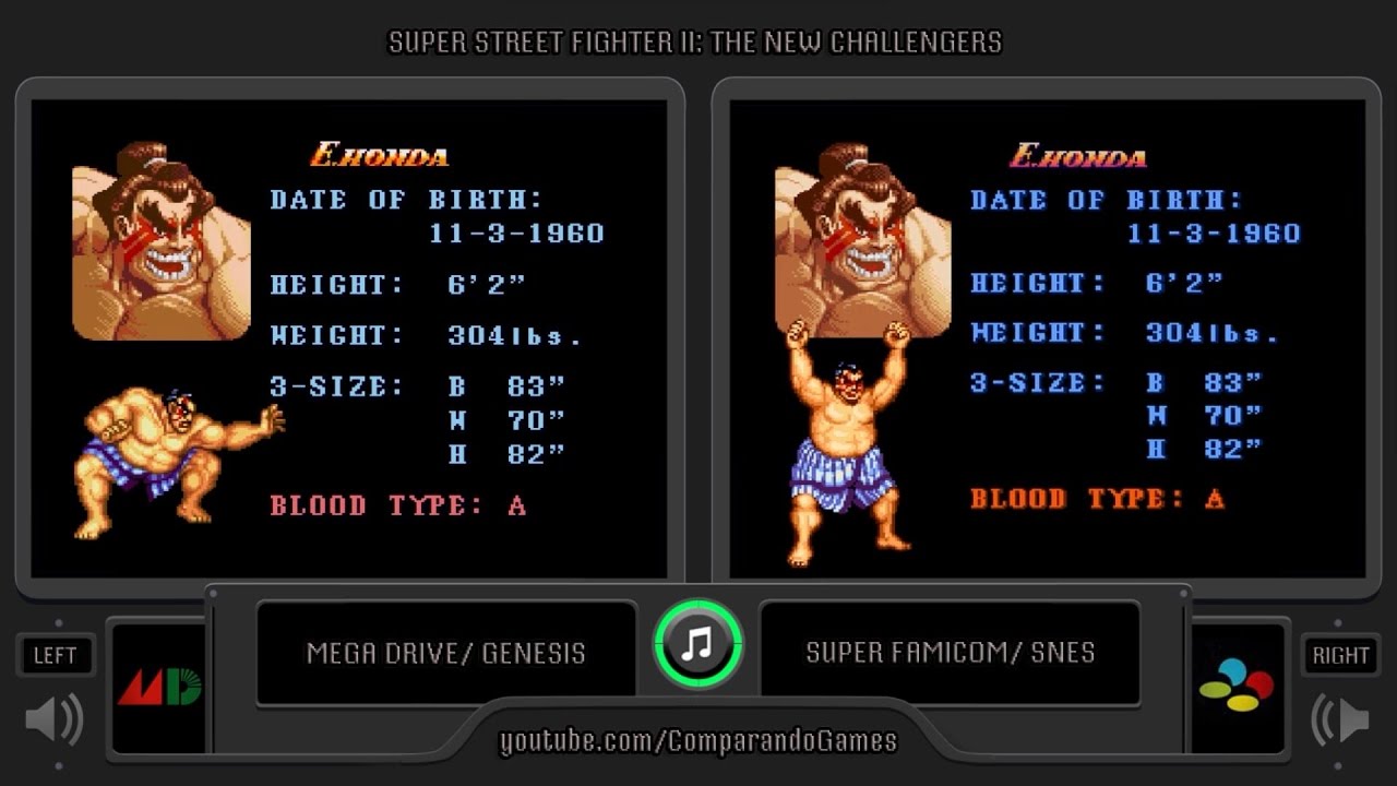 Super Street Fighter II (Sega Genesis vs Snes) Profile Screens ...