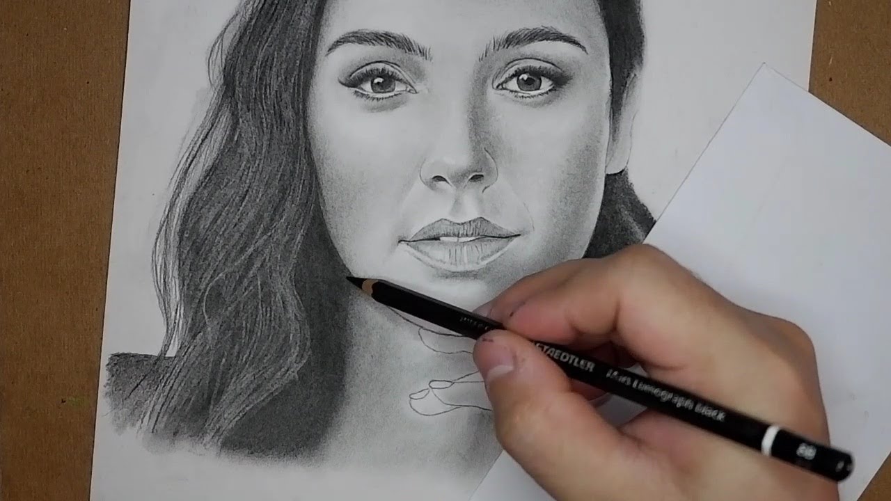 Gal Gadot Charcoal Portrait | Speed Drawing - YouTube