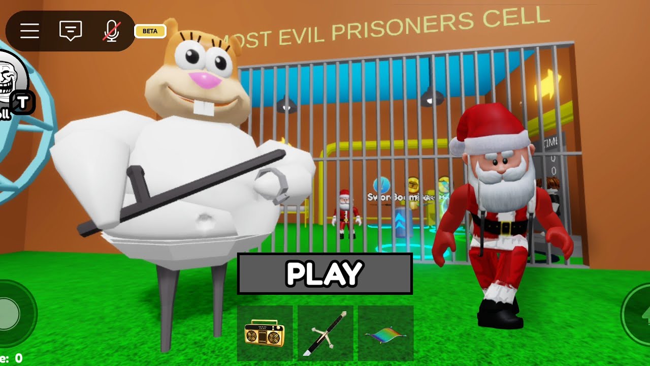 🌸 SANDY CHEEKS IN BARRY'S PRISON RUN! (OBBY!) -🎅 SANTA CLAUS VS SANDY ...