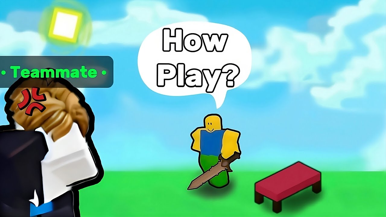 Trolling as a NOOB in Roblox Bedwars - YouTube