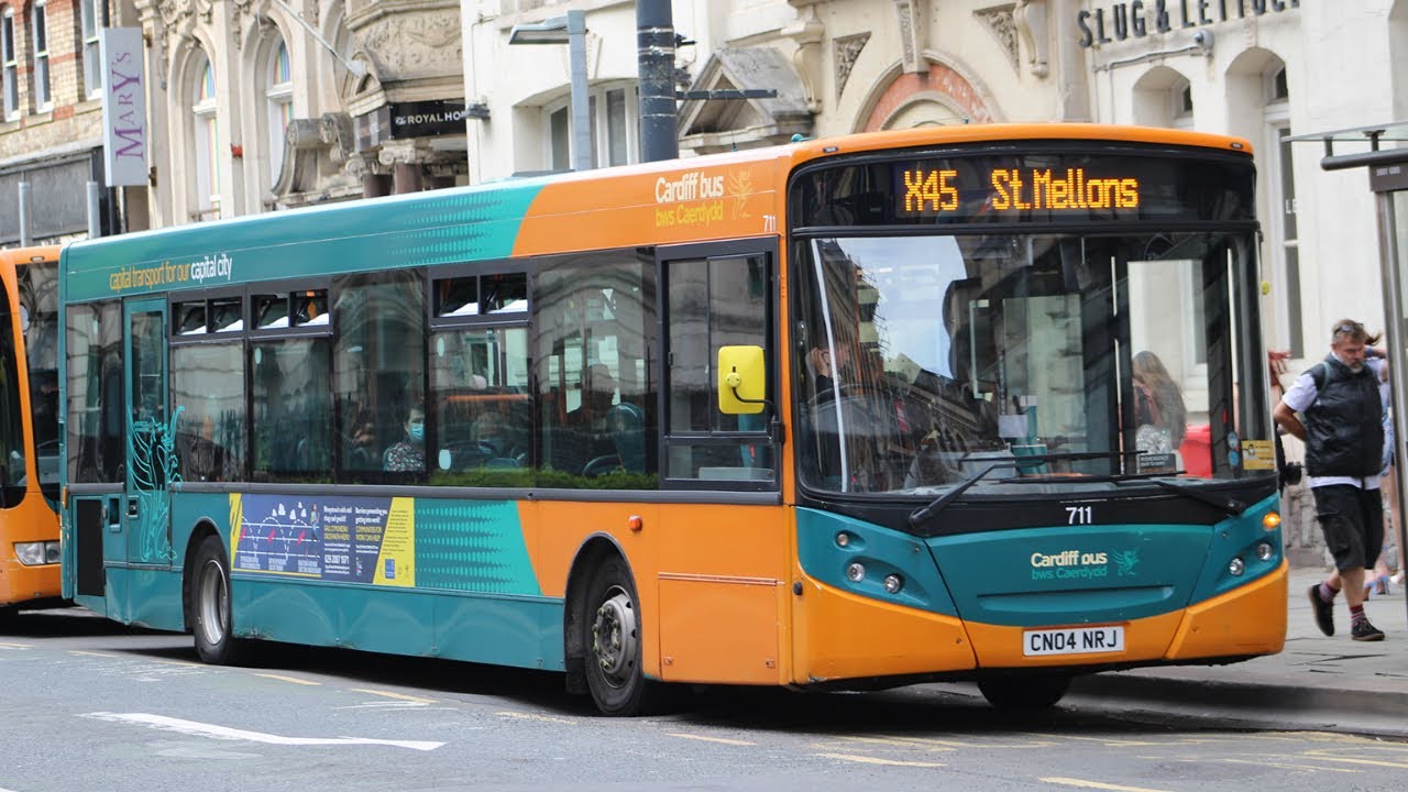 Transbus Enviro 300 (X45 to Cardiff CC) CN04 NRJ/711//Cardiff Bus - YouTube