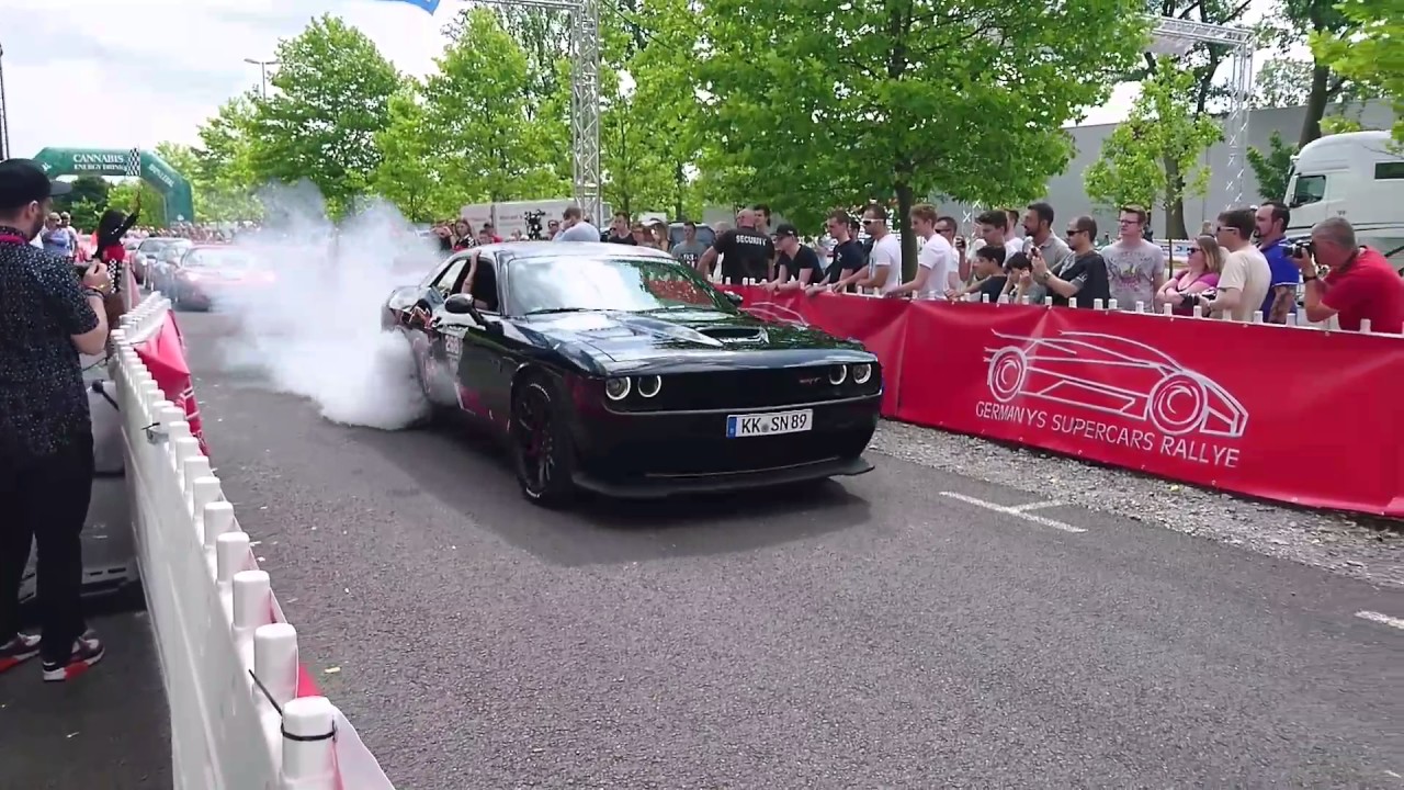 Dodge Challenger Srt Hellcat burnout! Germanys Supercars Rallye 2016 ...