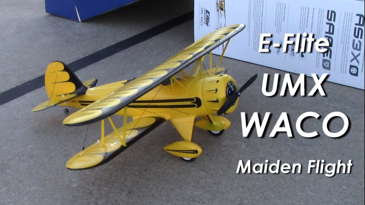 E-flite UMX WACO Maiden Flight - YouTube