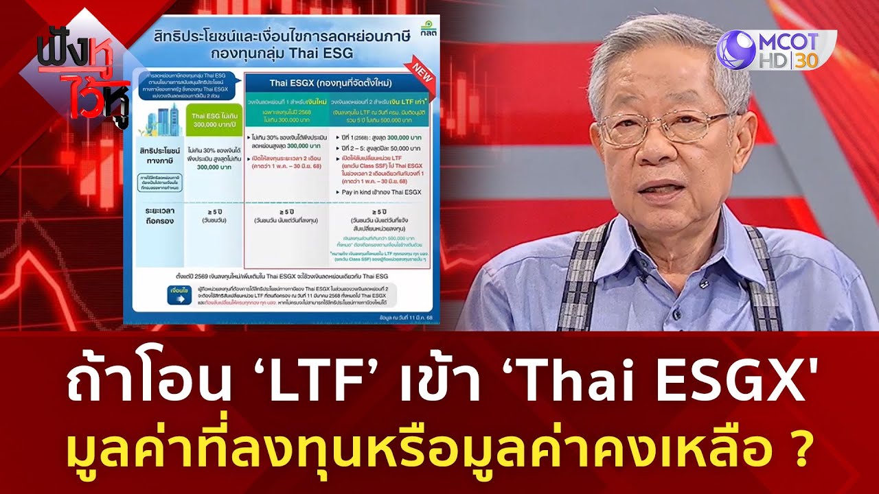 ถ้าโอน ‘LTF’ เข้า ‘Thai ESGX'จะอ้างอิง มูลค่าที่ลงทุนหรือมูลค่าคงเหลือ ...