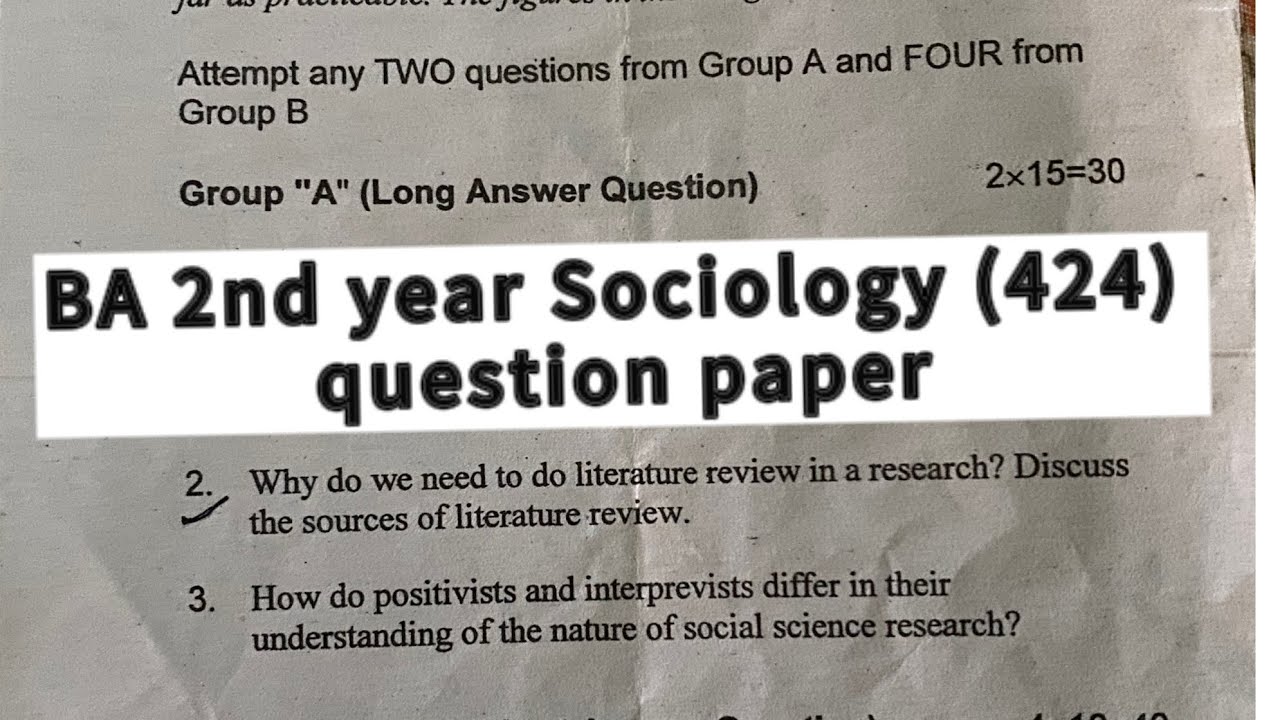 BA 2nd year Sociology 424 Question Paper 2079 Research Methods in ...