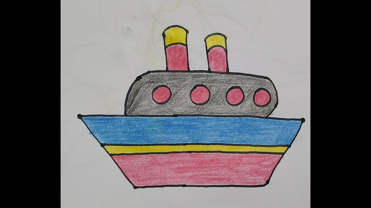 How To Draw A Ship Step By Step For Beginners || Easy Ship Drawing For ...