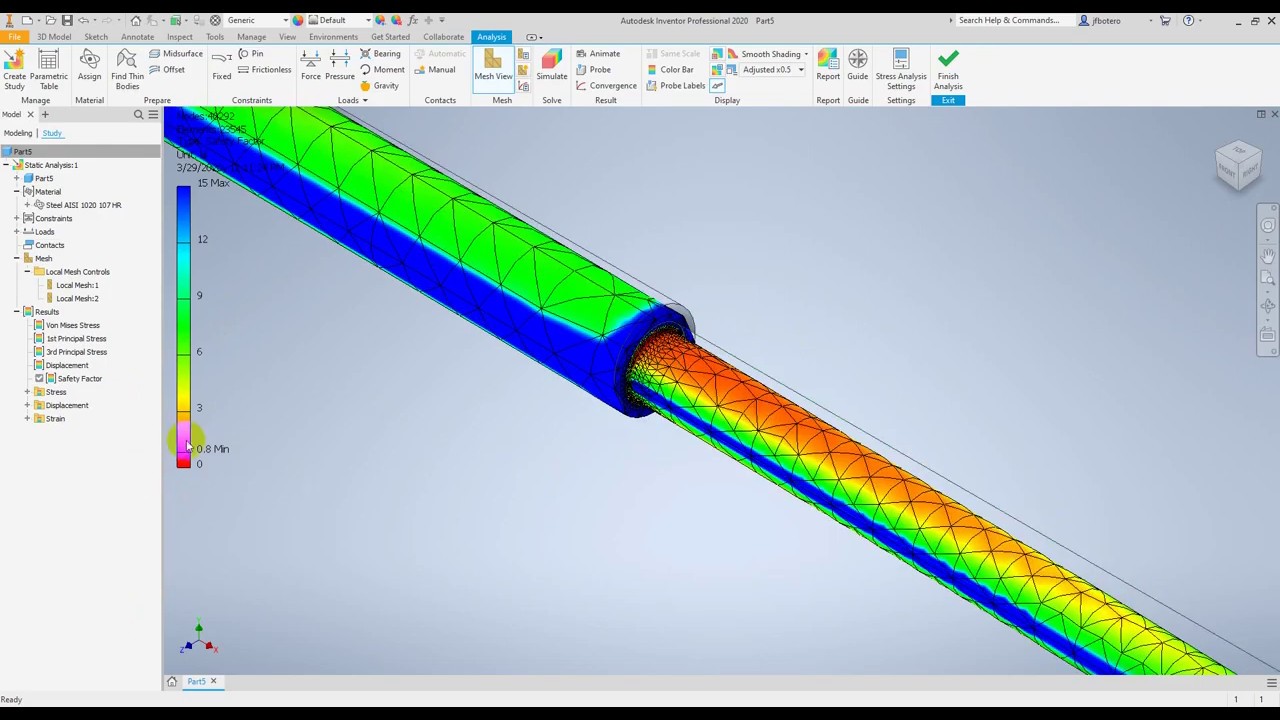 10 Ejemplo 2 Inventor (Barra flexión) - YouTube