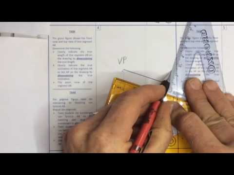 Descriptive geometry true length, inclination and point view - YouTube