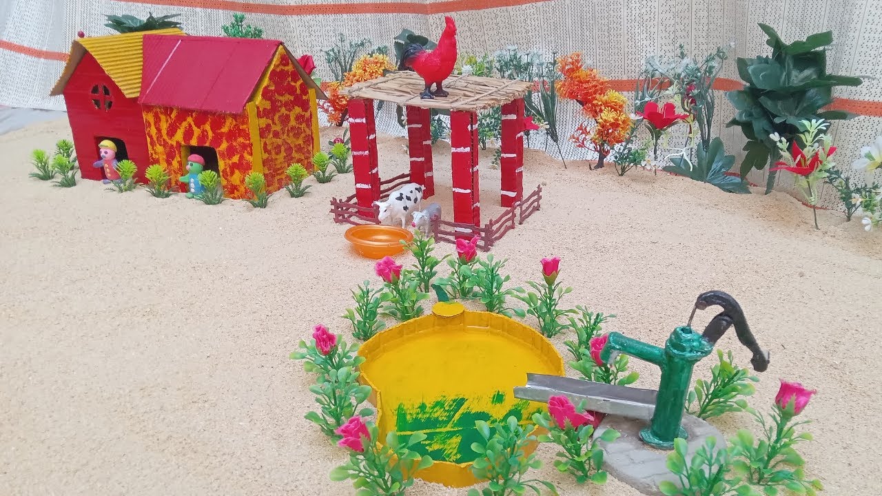 how to make cow shed mini science project |diy house of animals | cow ...