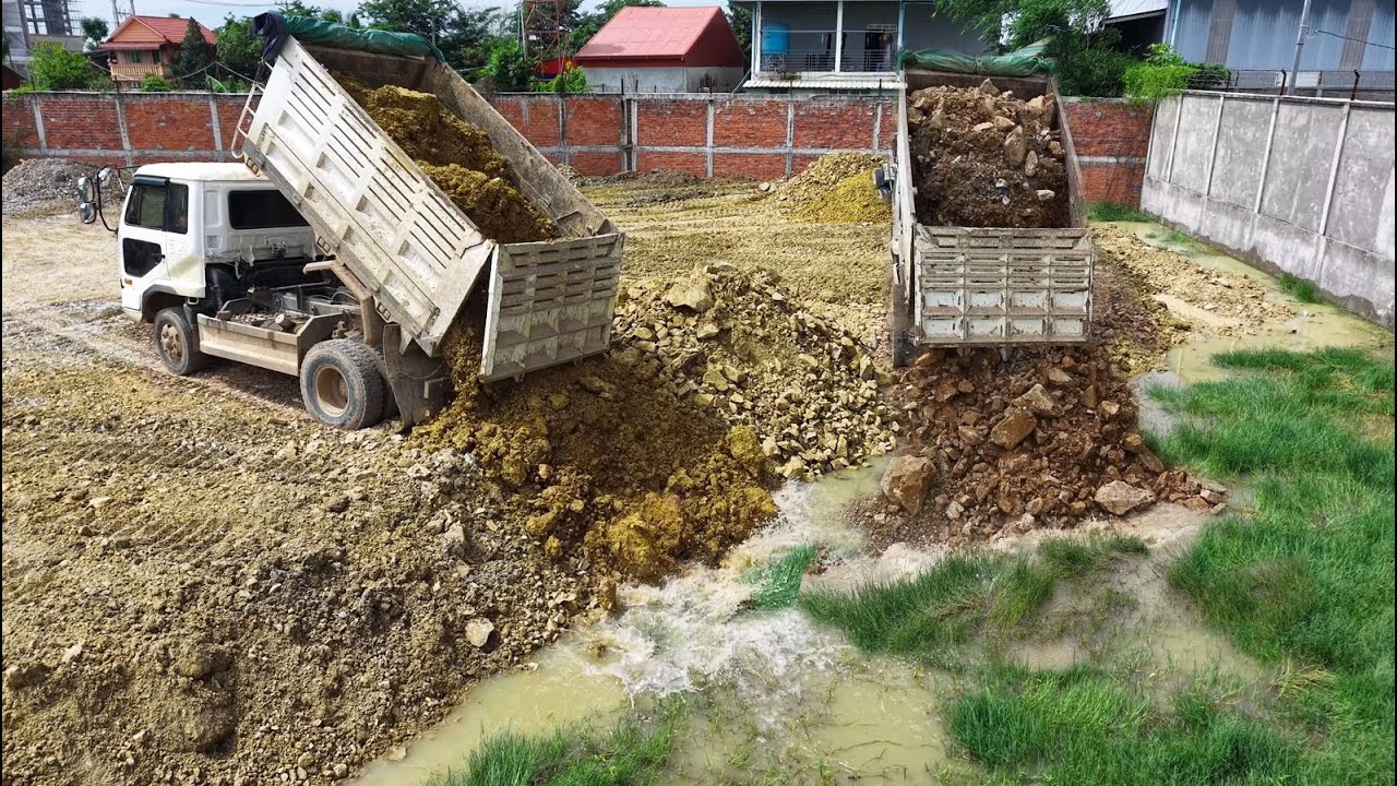 Wonderful Prosecc New project!Dump Truck ,Fill Soilrock,Driver Skill Tech Dozer D31A Pushing ...