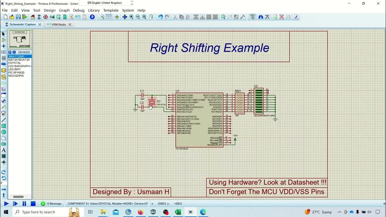 Right Shifting Eight Bit Register - PIC18F45K20 - XC8 - YouTube