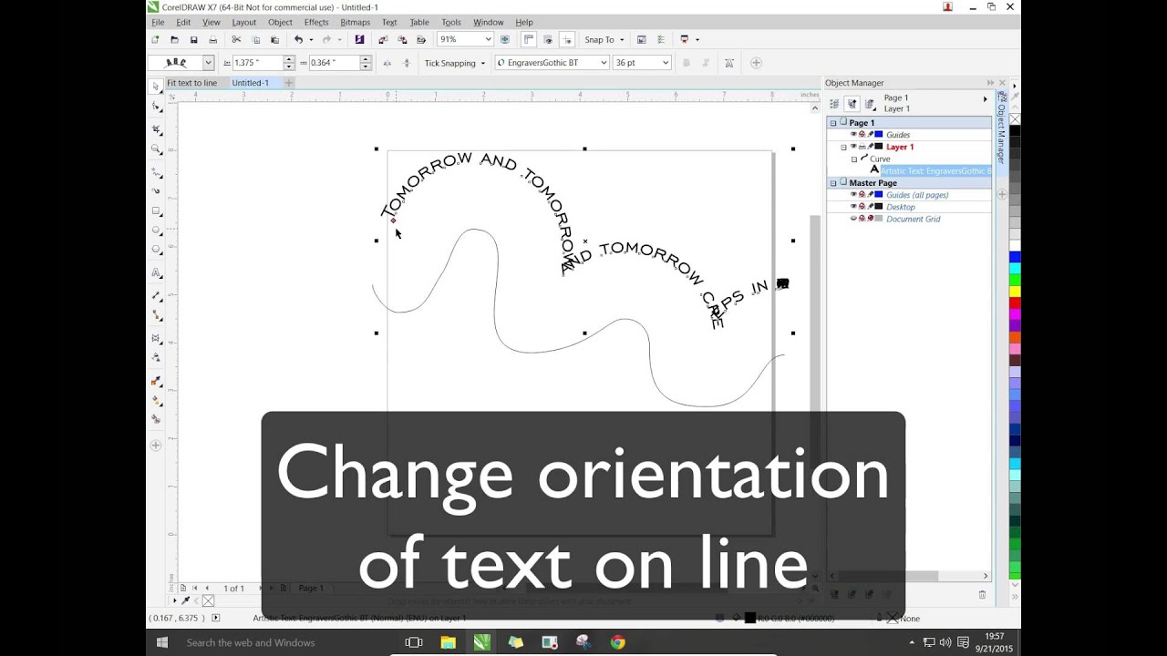 CorelDraw X7 Text to Path - Line - YouTube