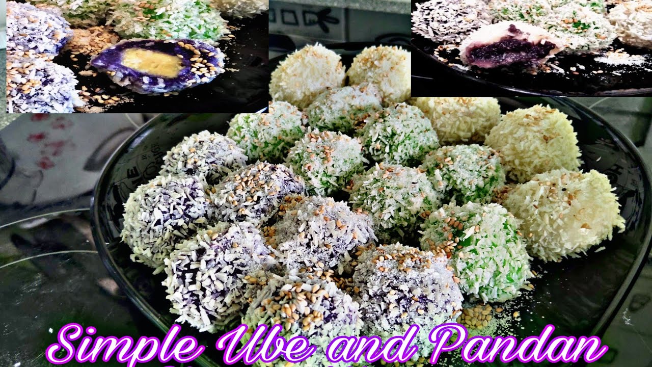 Simple Ube and Pandan Palitaw with cheesy and Ubeness inside - YouTube