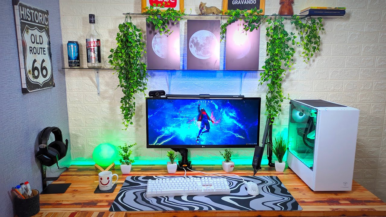Meu SETUP GAMER BRANCO | atualizado AGORA com MESA EM L - YouTube