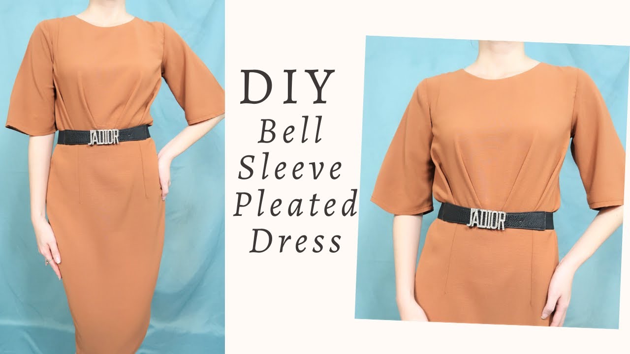DIY Bell Sleeve Pleated Dress | Develop Basic Pattern | Zoe DIY - YouTube