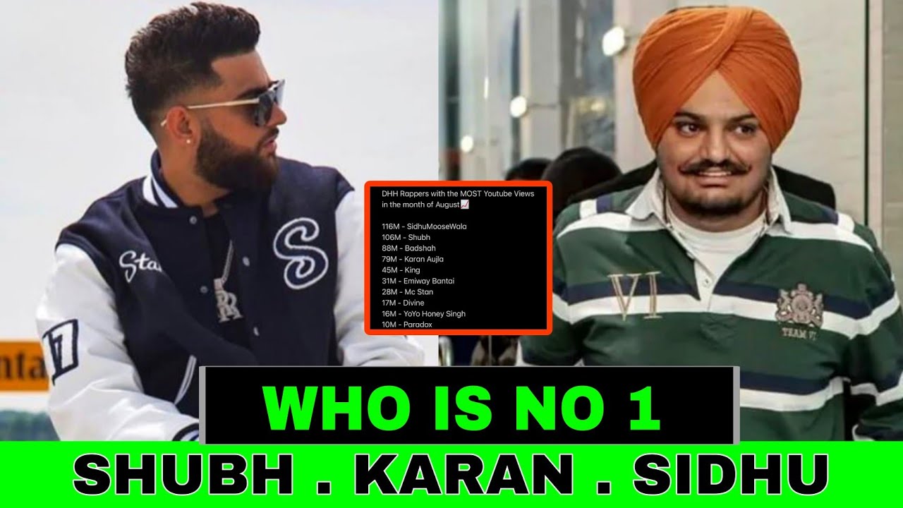 Sidhu Moosewala • No 1 in YouTube Dhh Rapper | List Of AUGUST Month ...