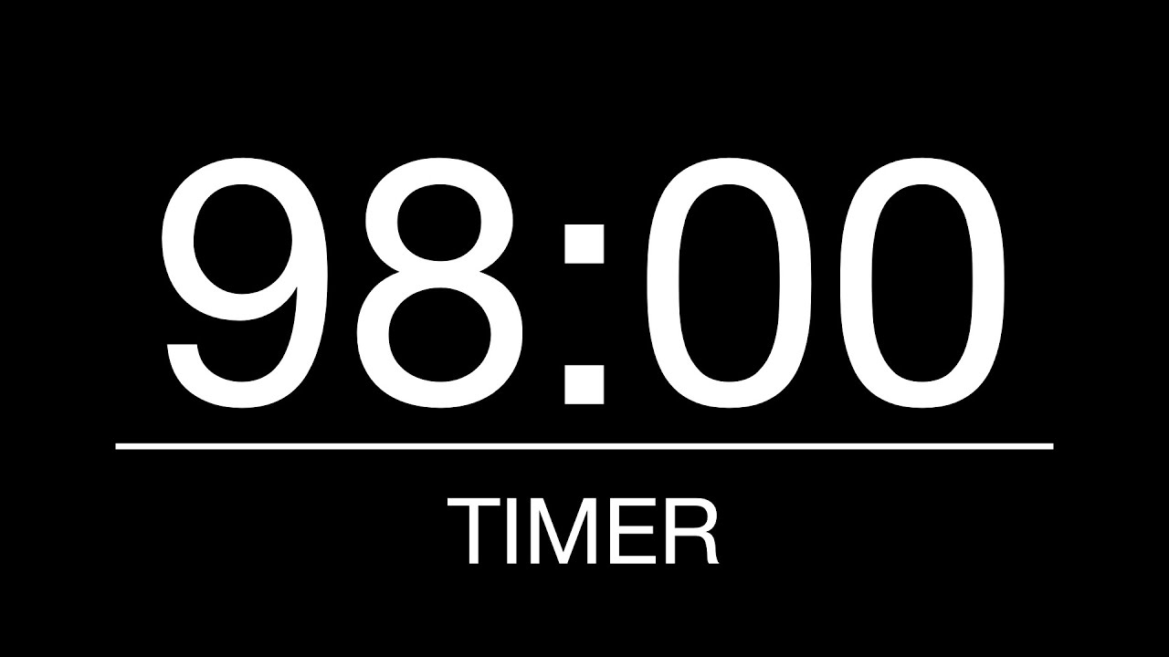 98 Minutes Timer/Countdown with Alarm - 1 Hour 38 Minutes - YouTube