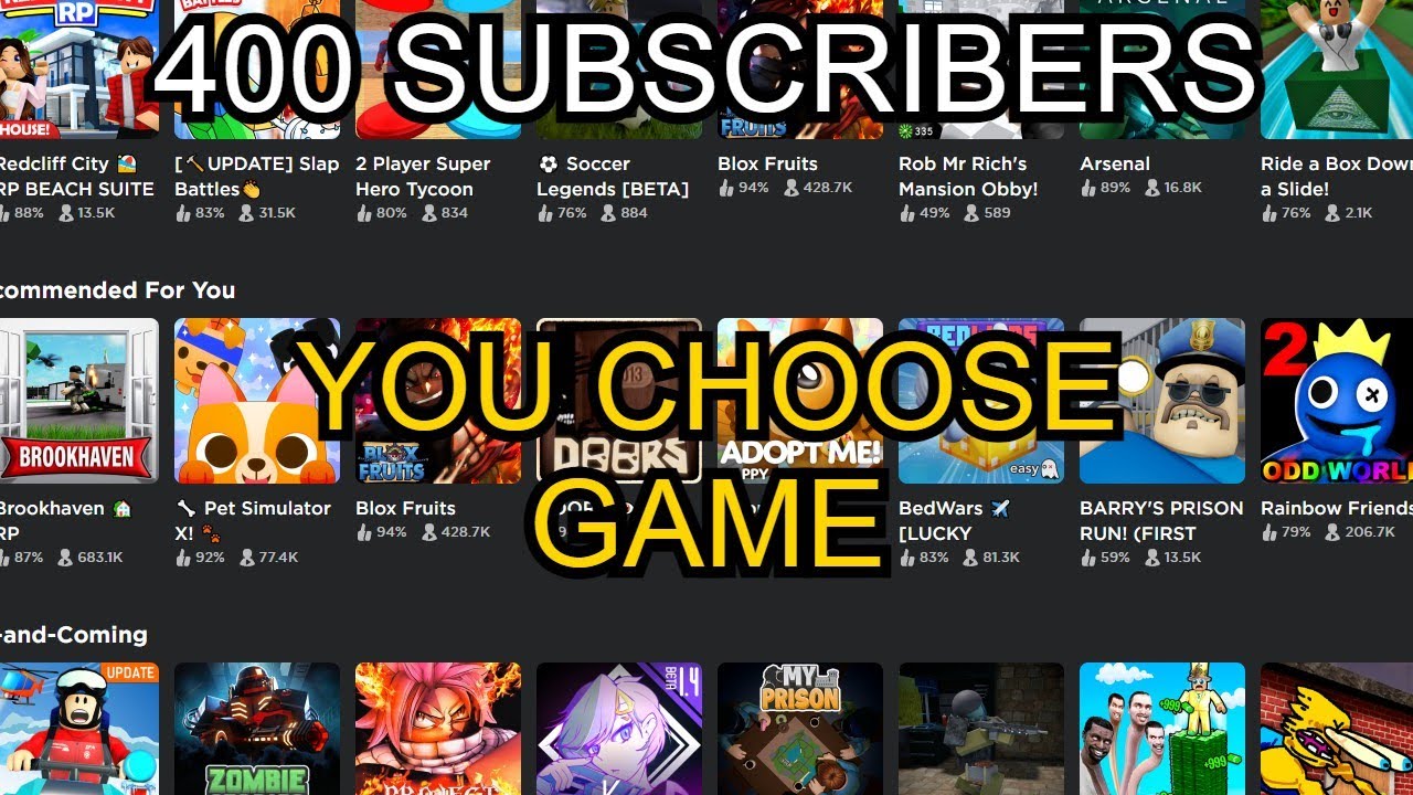 YOU PICK THE GAME!!!! 400 subscribers Stream - YouTube