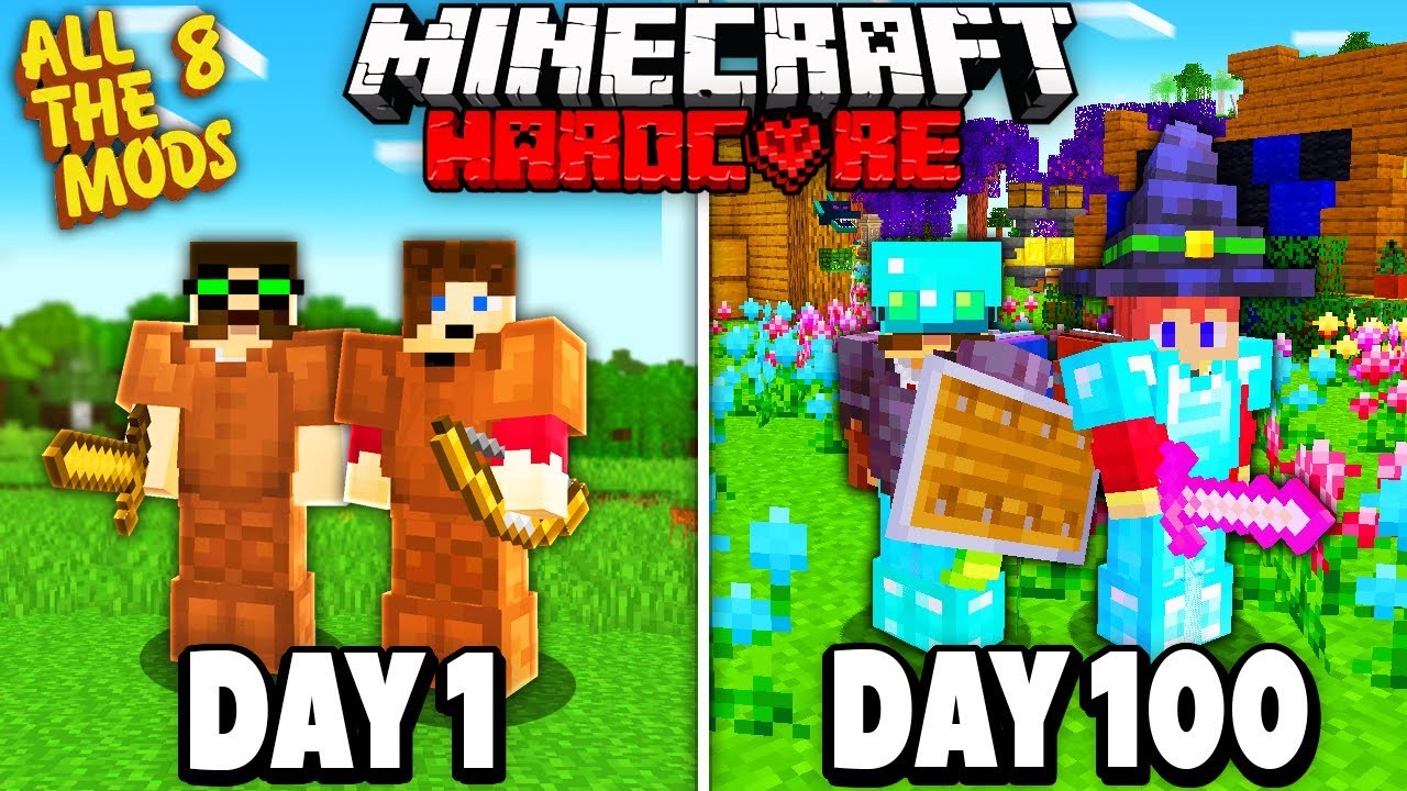 WE Survived 100 Days in Minecraft All The Mods 8 Hardcore (ATM8 Duo 100 ...