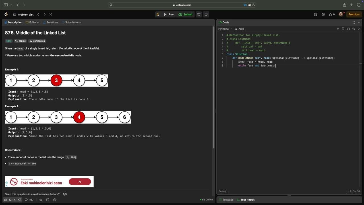 No Sound Leetcode 876: Middle of the Linked List - YouTube