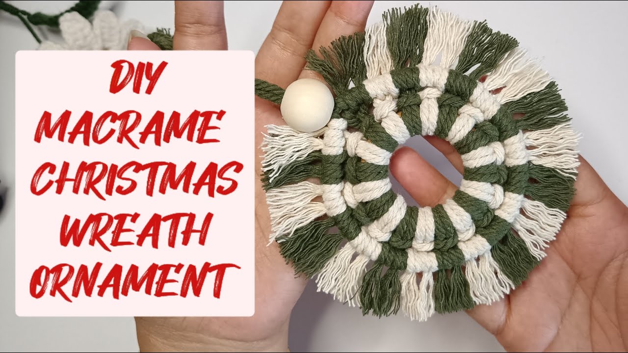 DIY EASY MINI MACRAME WREATH ORNAMENT (using macrame leftovers) # ...