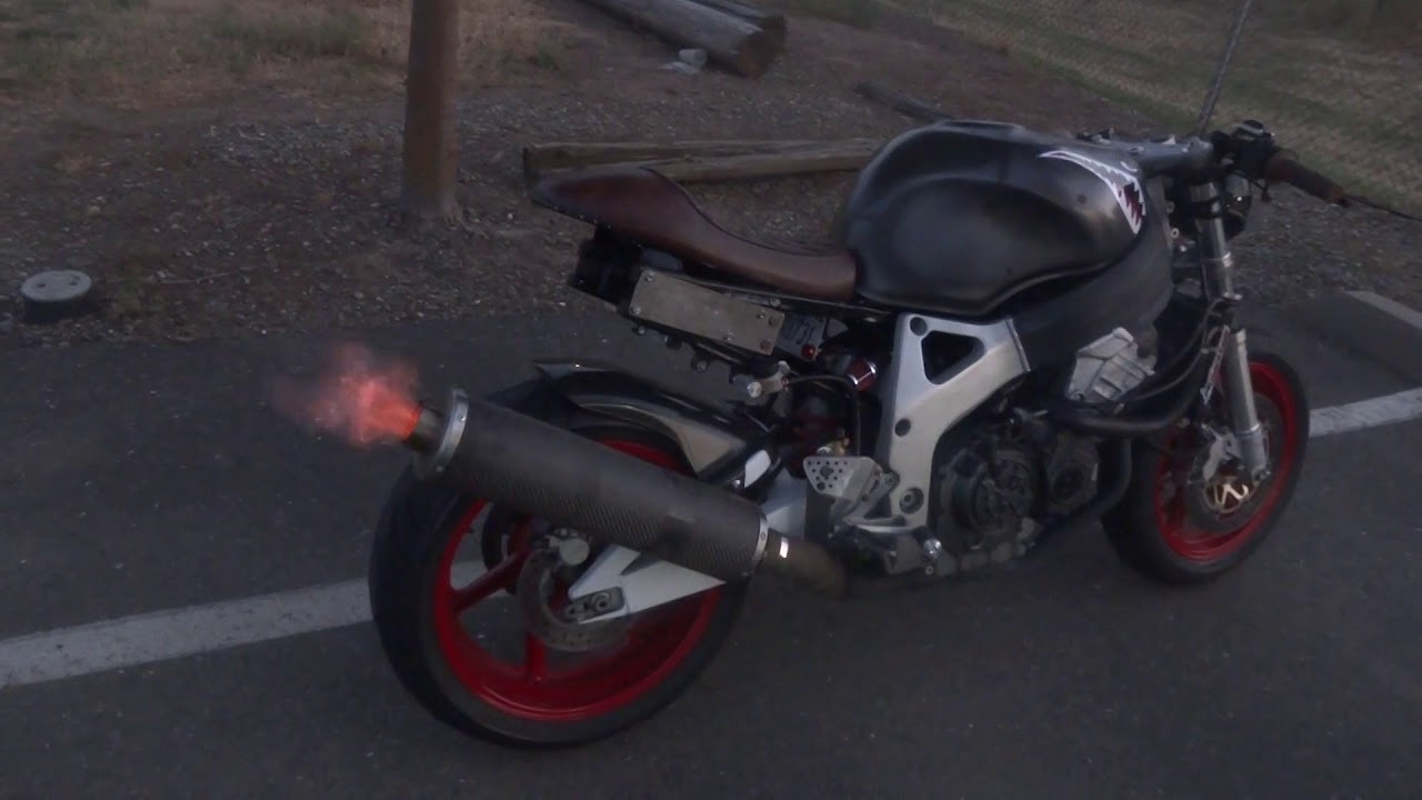 Motorcycle Shooting Flames - YouTube