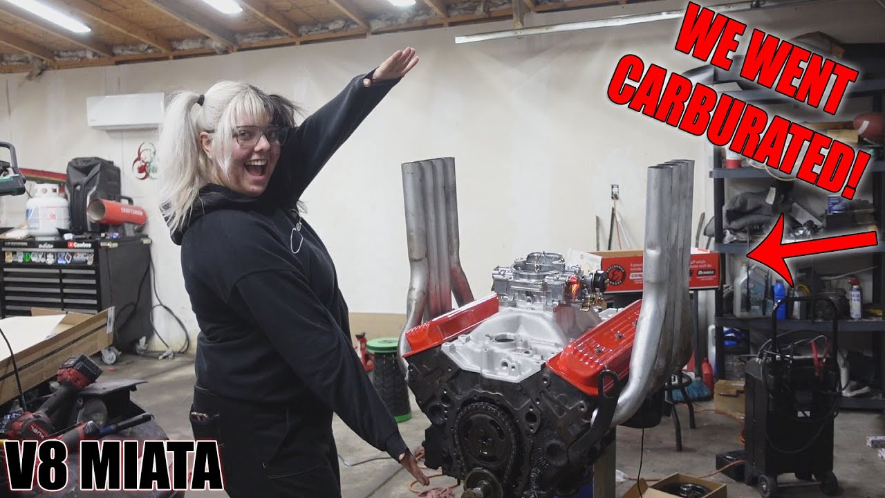 CARBED 350 SBC! - V8 MIATA BUILD! - YouTube
