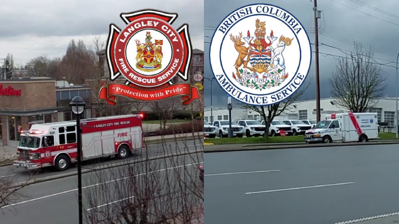 BCAS BLS Unit 63919 & Langley City Fire Engine 1 Responding - YouTube