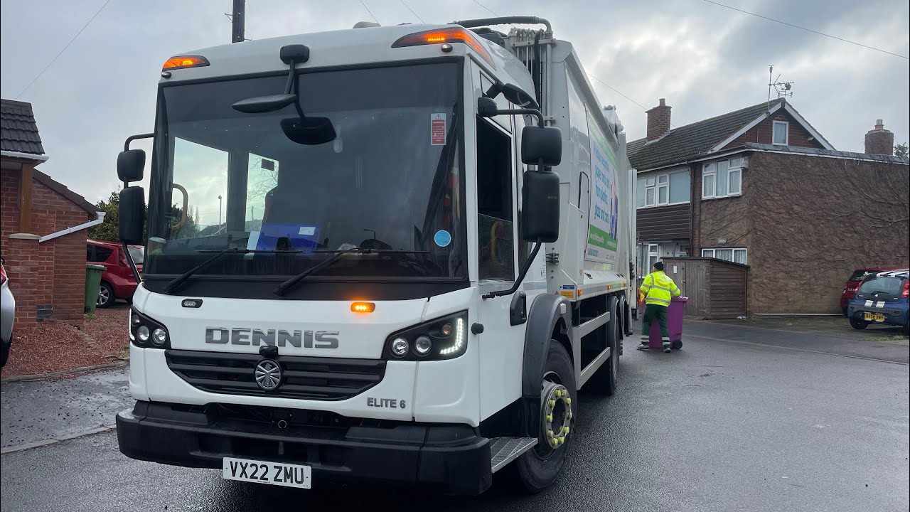 Dennis Elite 6 Bin Lorry on Recycling, ZMU - YouTube